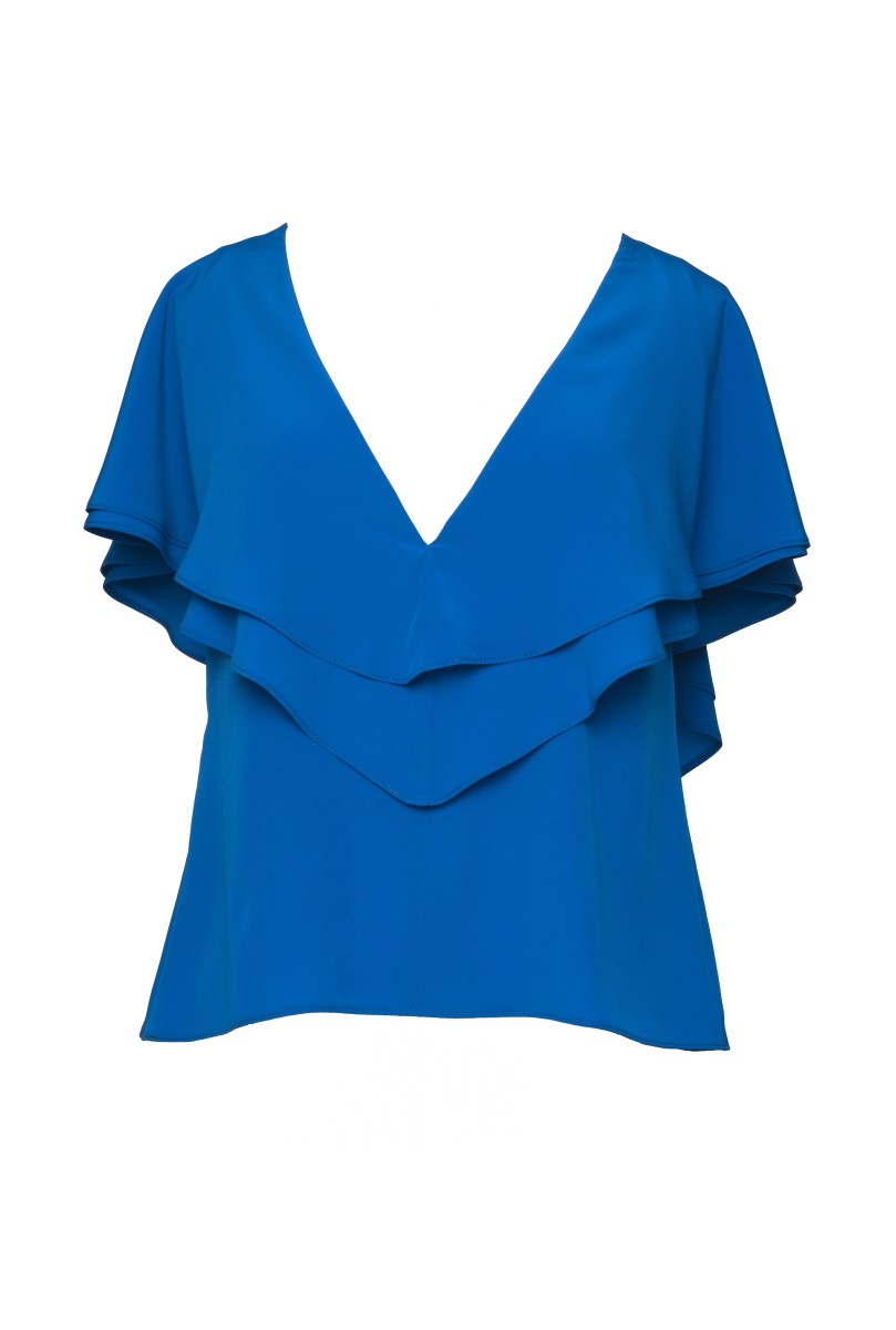 Blusa azul añil - Los volantes, estrella de la temporada - TELVA.com